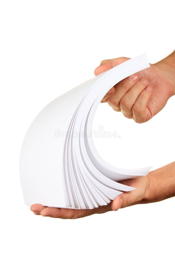 Stack of paper in his hand stock photo. Image of print - 16557808