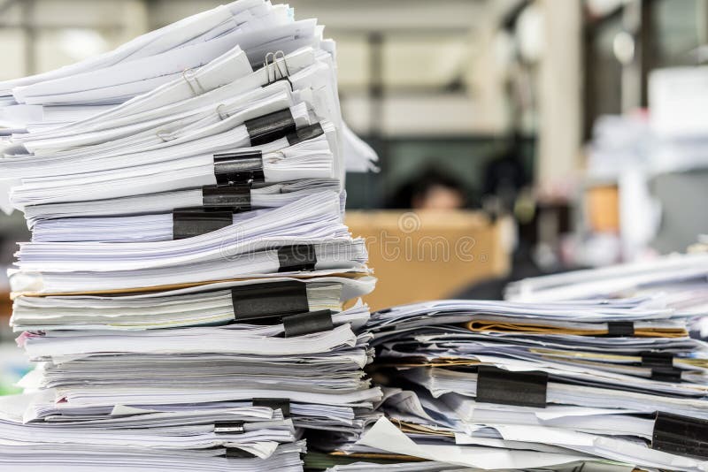The Stack of Paper Lay on a Messy Office Table. Stock Photo - Image of ...