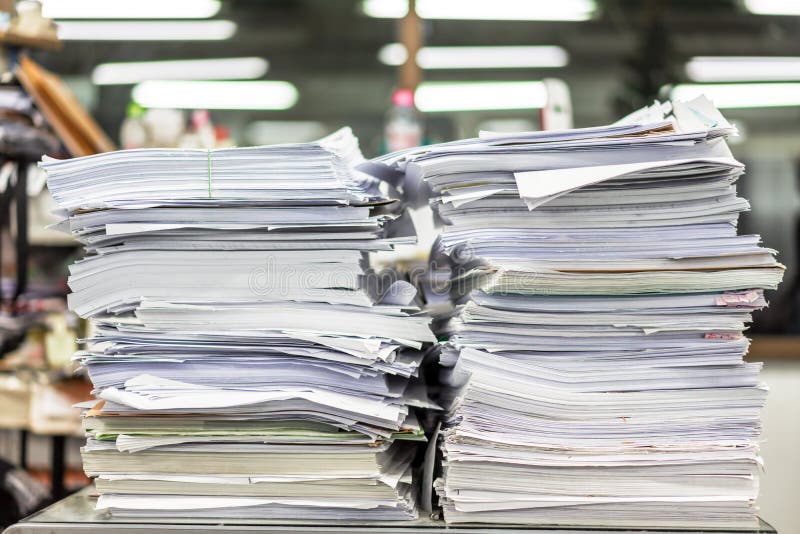The Stack of Paper Lay on a Messy Office Table. Stock Photo - Image of ...