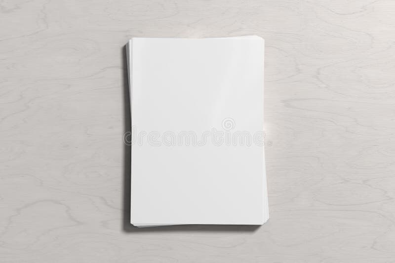 Stack of Paper Mockup on the White Wooden Table Stock Illustration ...