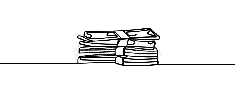 A Stack of Paper Money, Cash, Banknotes, Dollars, in One Line ...