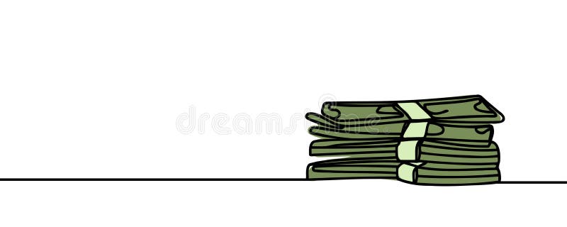 A Stack of Paper Money, Cash, Banknotes, Dollars, in One Line ...