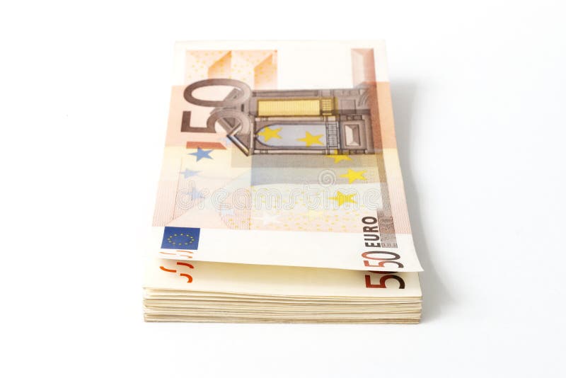 Stack of Paper Money with 50 Euro Stock Photo - Image of currency ...