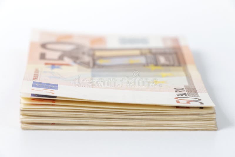 Stack of Paper Money with 50 Euro Banknote Stock Photo - Image of ...