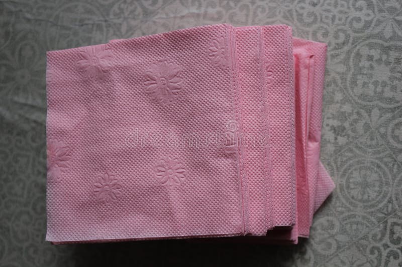 Stack of Paper Napkins of Pink Colour Stock Image - Image of paper ...