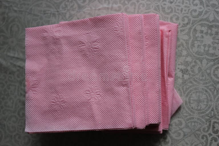 Stack of Paper Napkins of Pink Colour Stock Image - Image of paper ...