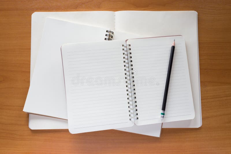 Stack of Paper Notebooks and Pencil Stock Photo - Image of note, page ...