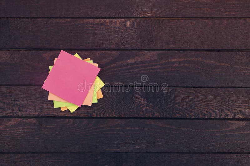 Stack of Paper Notes on Wood Stock Image - Image of empty, color: 112781835