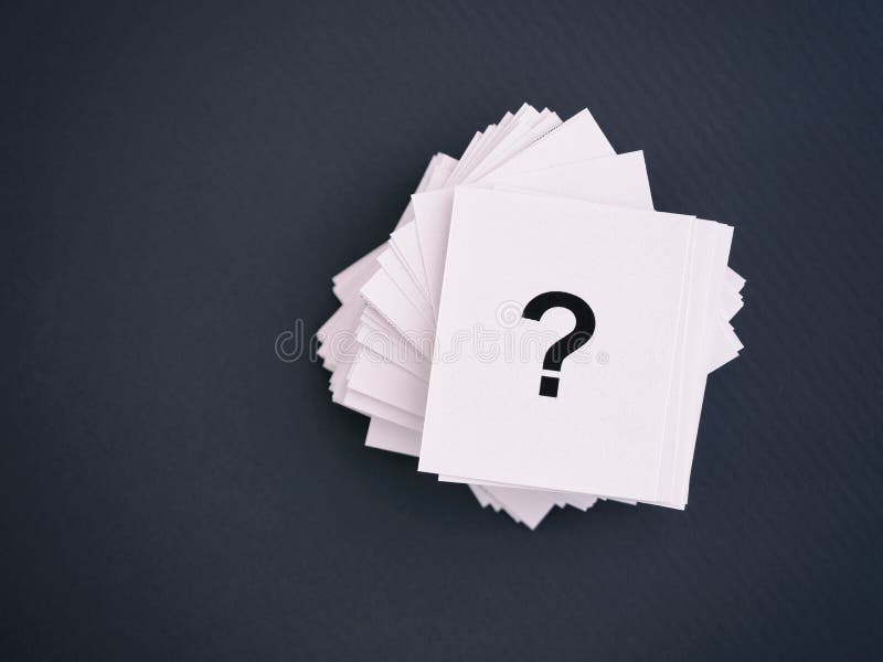 Stack of Paper Notes with Question Marks on Gray Background Stock Photo ...
