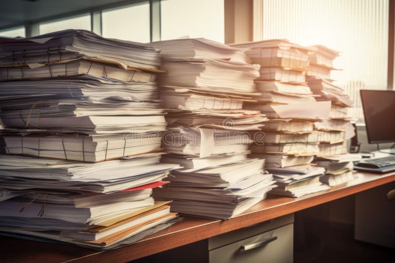 Stack Paper Office File. Generate AI Stock Illustration - Illustration ...