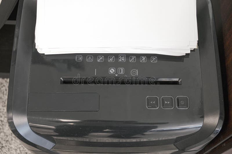 Stack of Paper on an Office Shredding Machine Stock Photo - Image of ...