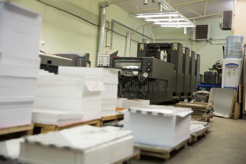 Stack of Paper in a Printing Press. Stock Photo - Image of book ...