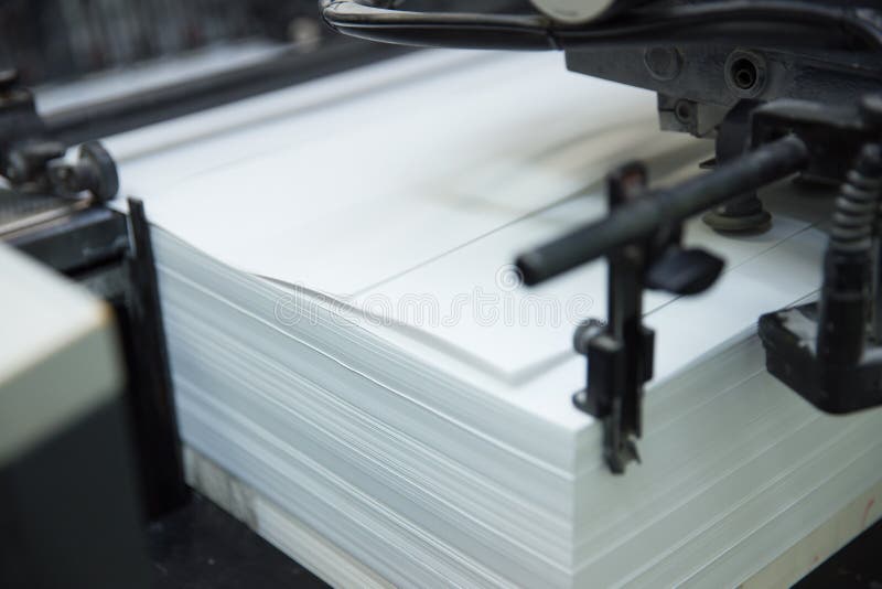 Stack of Paper in a Printing Press. Stock Photo - Image of material ...