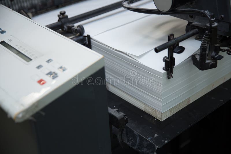 Stack of Paper in a Printing Press. Stock Photo - Image of digital ...