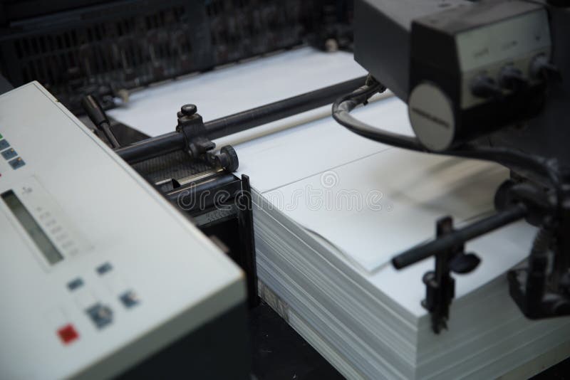 Stack of Paper in a Printing Press. Stock Photo - Image of processing ...