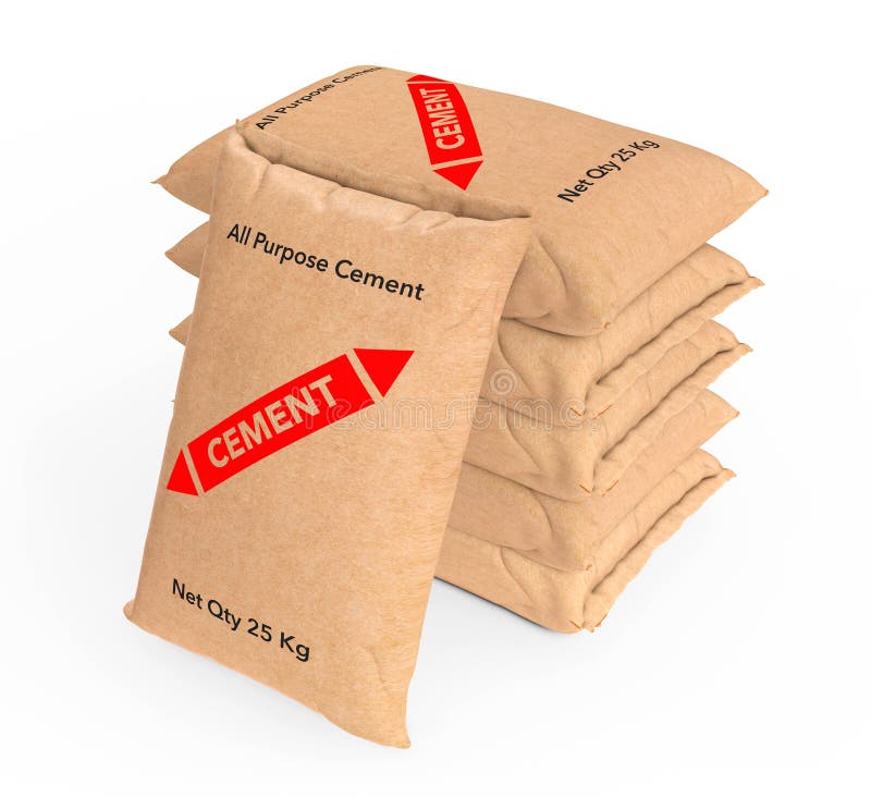 Stack of Paper Sacks Cement Bags. 3d Rendering Stock Illustration ...