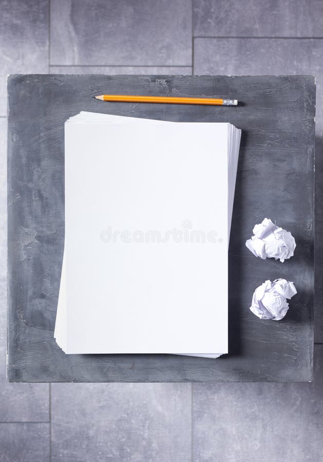 Stack of Paper Sheet with Empty Pages on Table Background. Creative ...