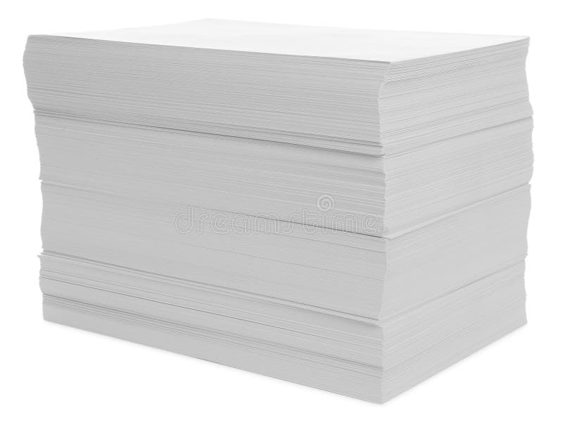 Stack of Paper Sheets Isolated on White Stock Photo - Image of blank ...