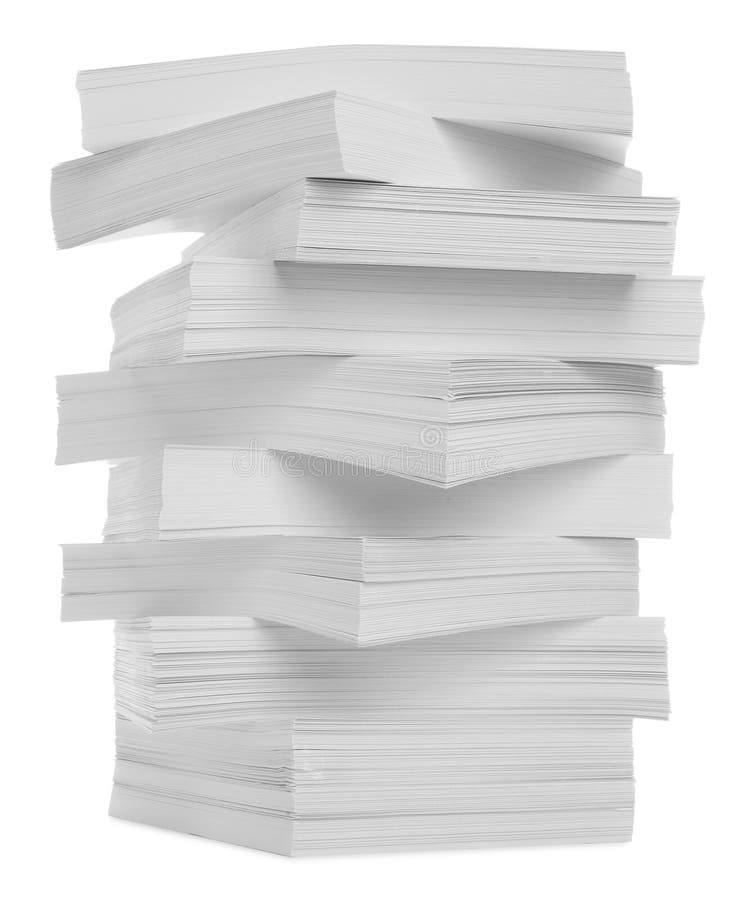 Stack of Paper Sheets Isolated on White Stock Photo - Image of piece ...