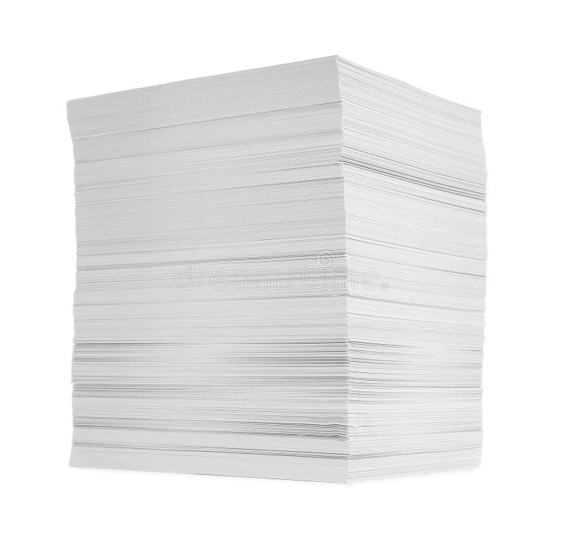 Stack of Paper Sheets Isolated on White Stock Image - Image of research ...