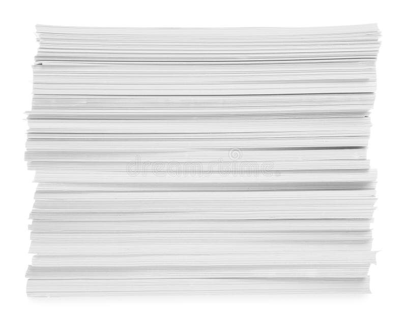 Stack of Paper Sheets Isolated on White Stock Photo - Image of letter ...
