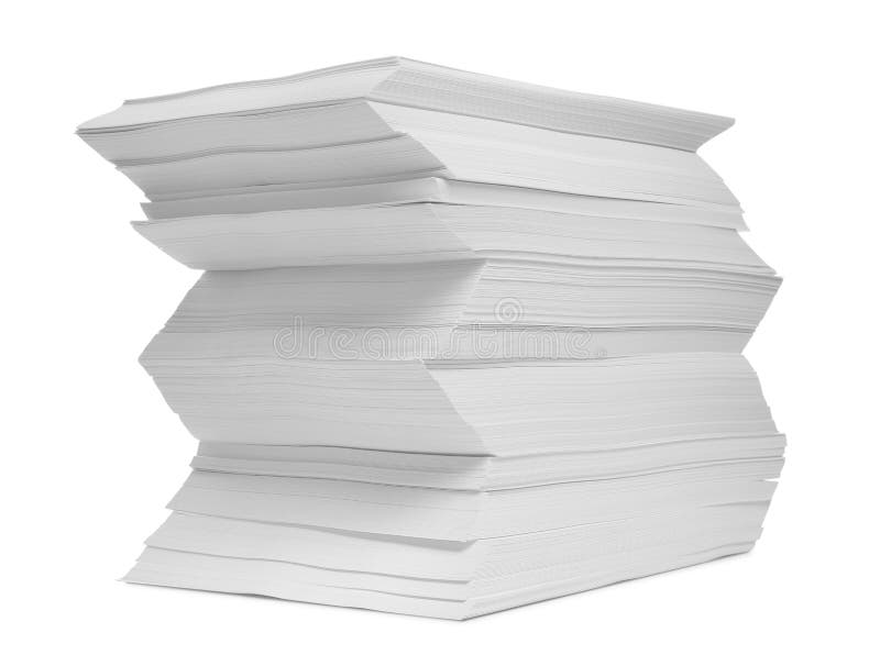 Stack of Paper Sheets Isolated on White Stock Photo - Image of data ...