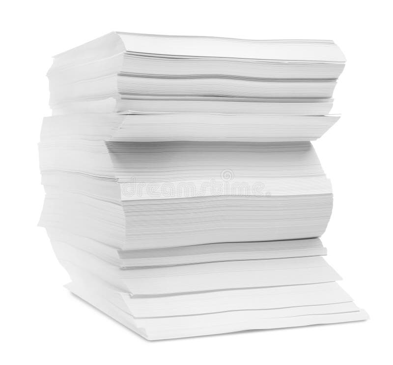 Stack of Paper Sheets Isolated on White Stock Image - Image of pile ...