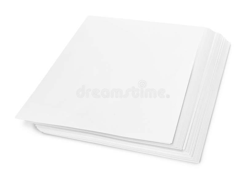 Stack of Paper Sheets Isolated on White Stock Image - Image of copy ...