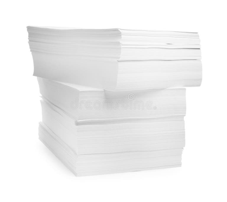 Stack of Paper Sheets Isolated on White Stock Photo - Image of ...