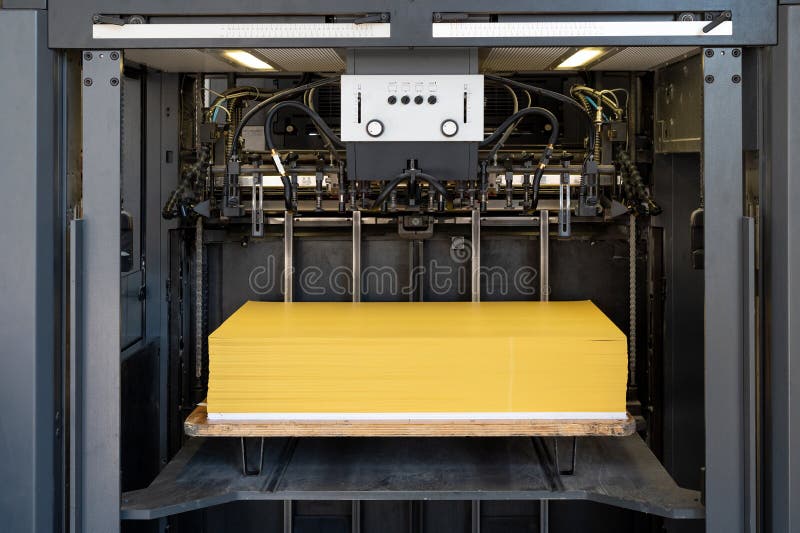 Stack of Paper Sheets in Large Industrial Printer Stock Photo - Image ...