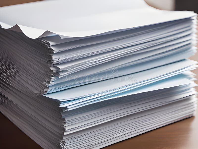 Stack of Paper Sheets on Table Stock Illustration - Illustration of ...