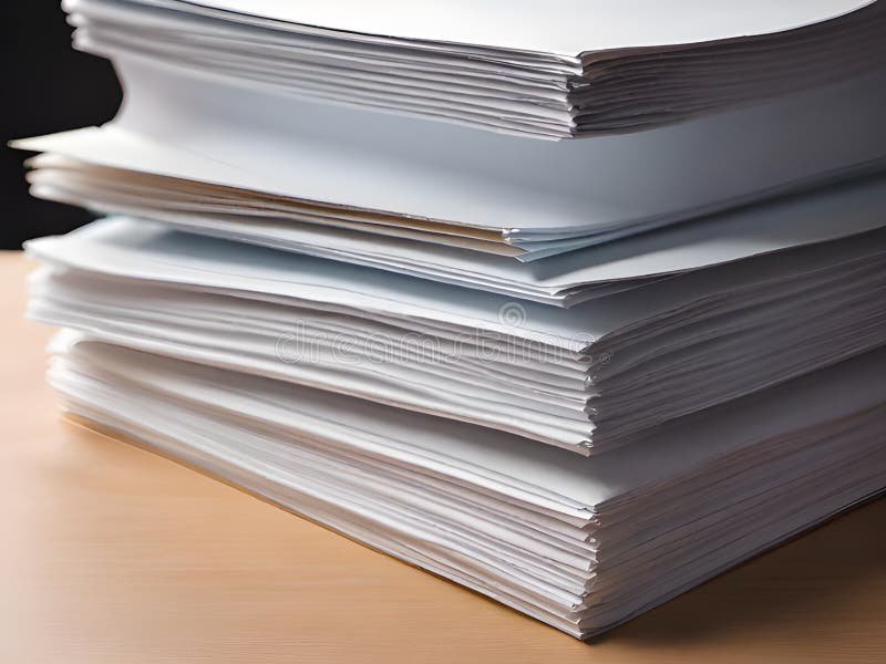 Stack of Paper Sheets on Table Stock Illustration - Illustration of ...