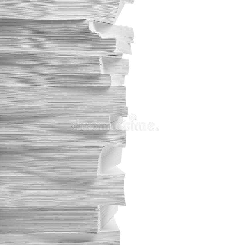 Stack of Paper Sheets on White Background Stock Photo - Image of ...