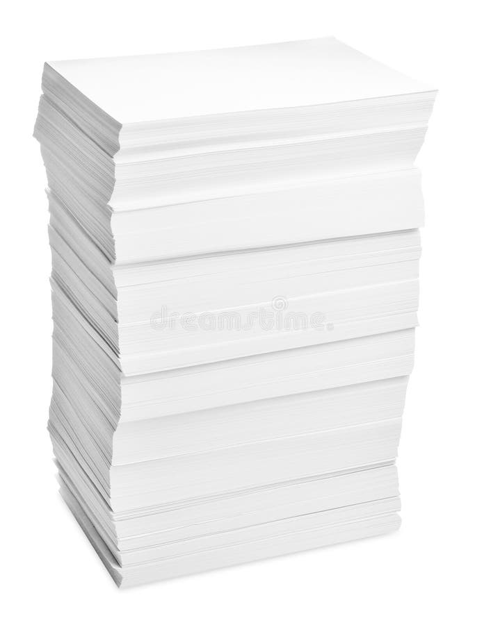 Stack of Paper Sheets on White Background Stock Image - Image of ...