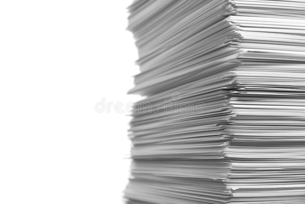 Stack of Paper Sheets on White Background Stock Image - Image of ...