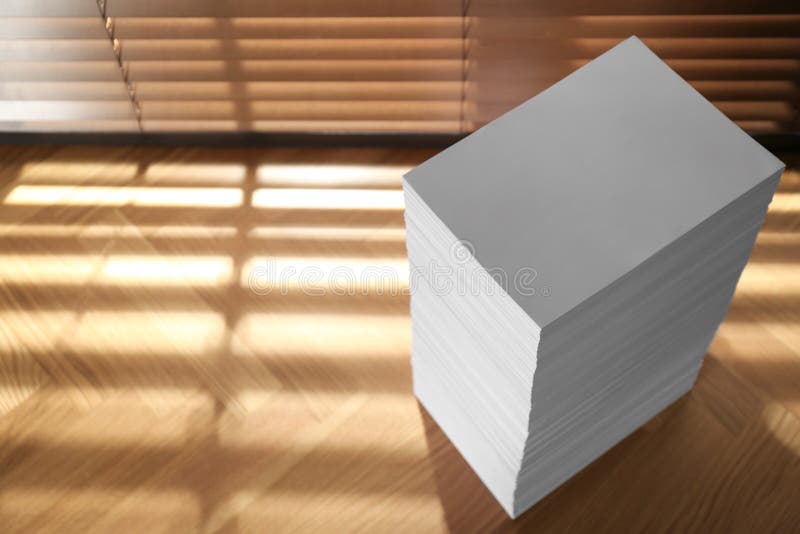 Stack of Paper Sheets on Wooden Table, Above View Stock Image - Image ...