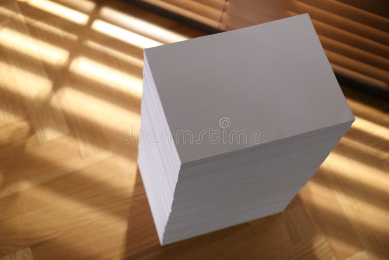 Stack of Paper Sheets on Wooden Table, Above View Stock Image - Image ...