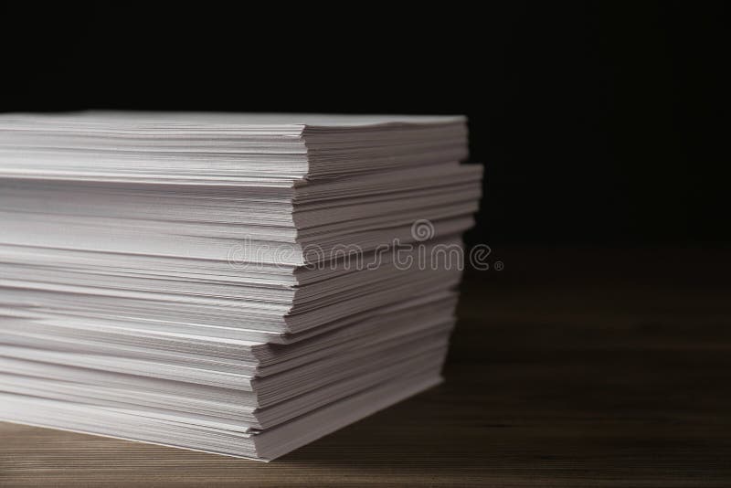 Stack of Paper Sheets on Wooden Table, Closeup. Space for Text Stock ...
