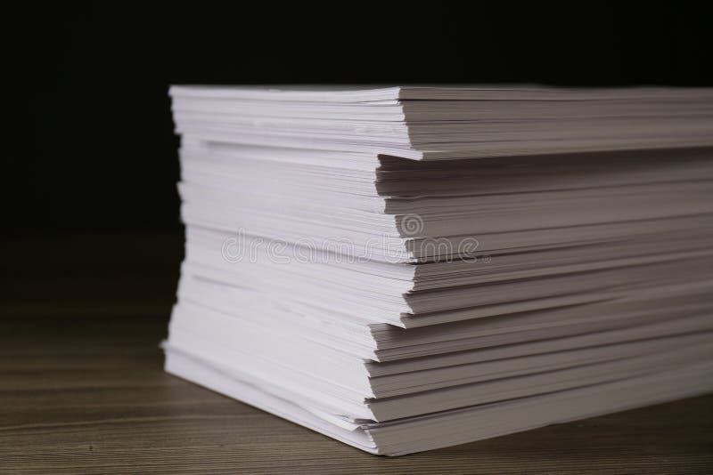 Stack of Paper Sheets on Wooden Table, Closeup Stock Photo - Image of ...