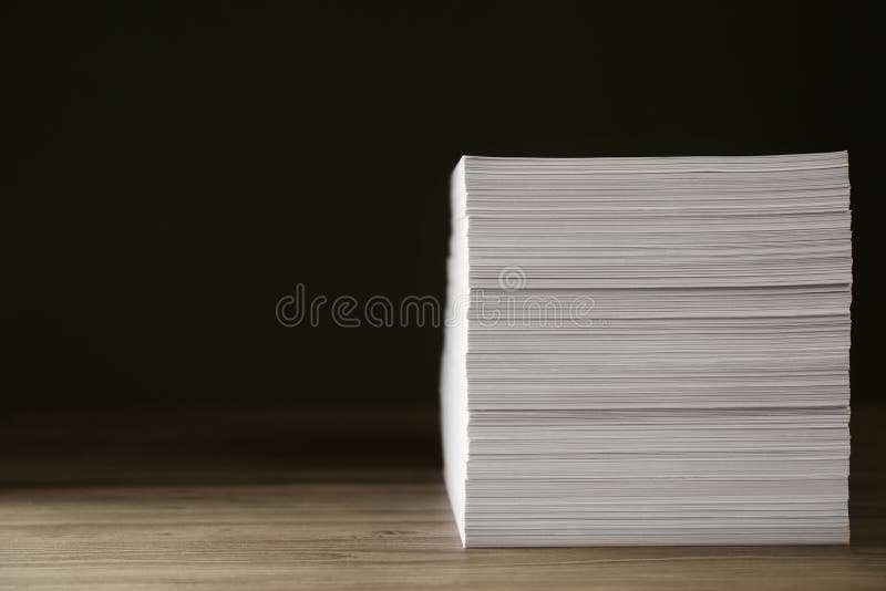 Stack of Paper Sheets on Wooden Table. Space for Text Stock Image ...