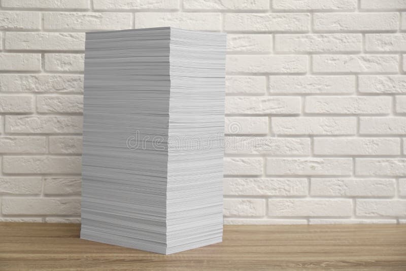 Stack of Paper Sheets on Wooden Table. Space for Text Stock Image ...