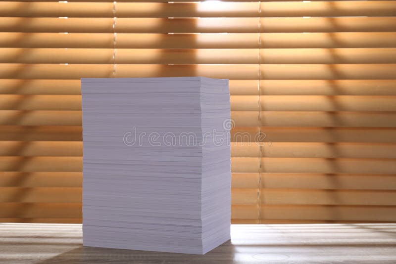Stack of Paper Sheets on Wooden Table. Space for Text Stock Image ...