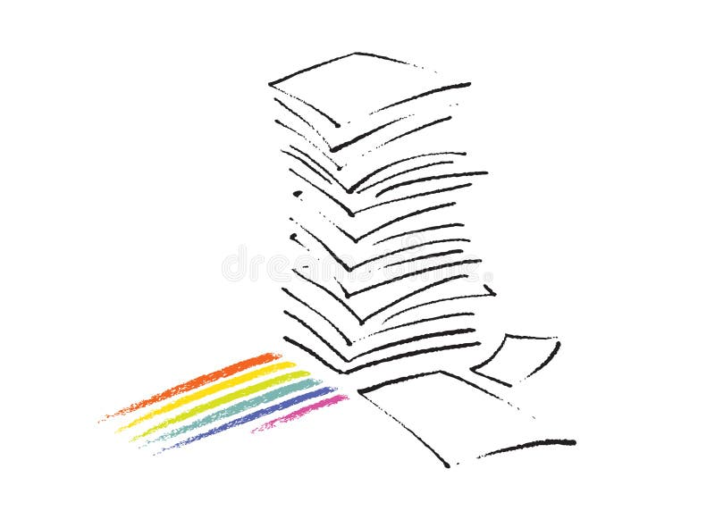 Stack of Paper Symbol - Freehand Drawing Stock Vector - Illustration of ...