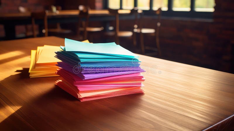 Stack Paper on Table Mockup Stock Illustration - Illustration of ...