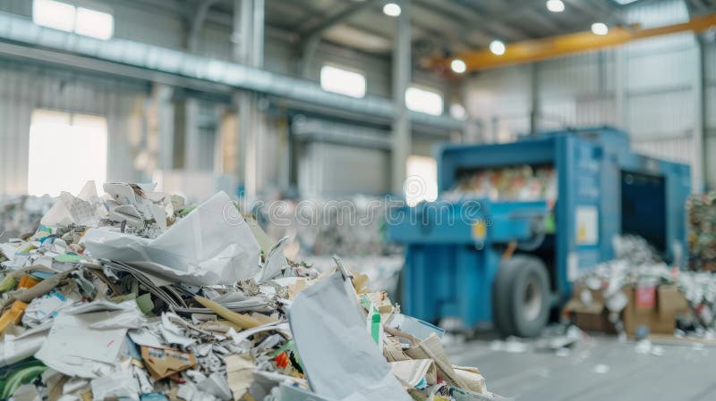 Stack of Paper Waste before Shredding at Recycling Plant Stock Photo ...