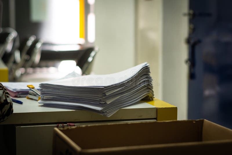 Stack of Paper on Work Table in Office, daily Routine Stock Photo ...
