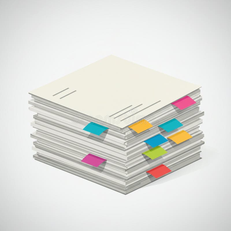 A Stack of Papers Adorned with Multicolored Sticky Tabs, Including Blue ...