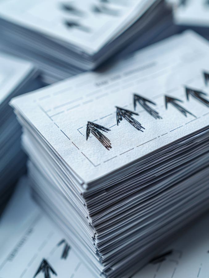 Stack of Papers with Arrows Symbolizing Growth and Progress Stock Image ...