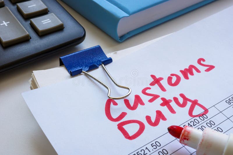 Stack of Papers with a Customs Duty Label. Stock Image - Image of ...