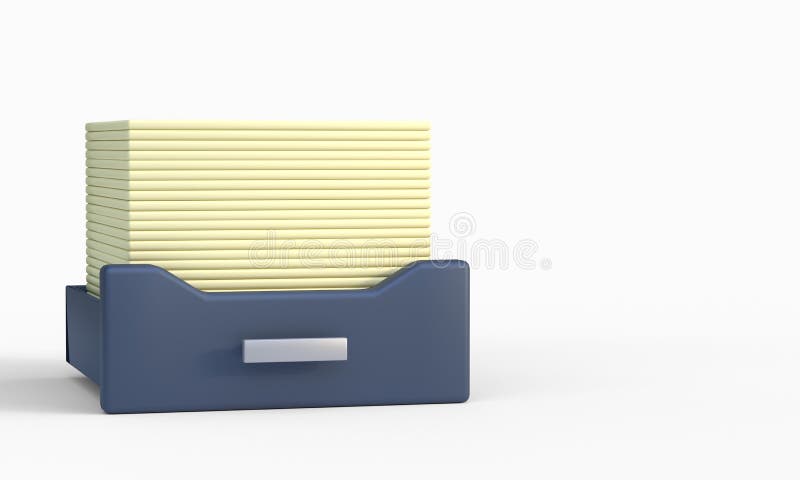 Stack of Papers in a Drawer 3d Render Stock Illustration - Illustration ...